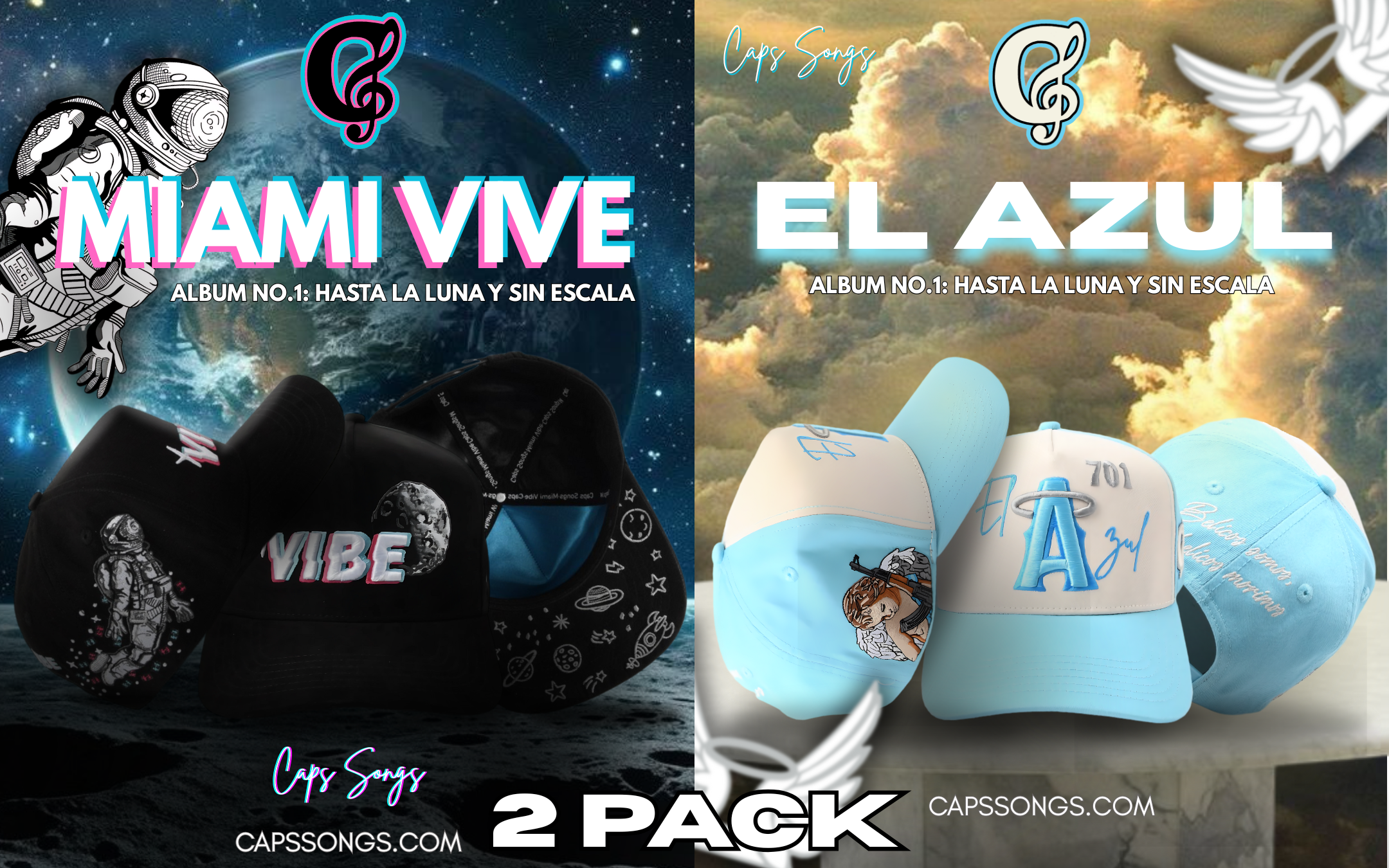 Hasta La Luna Y Sin Escala - 2 Pack – Caps Songs